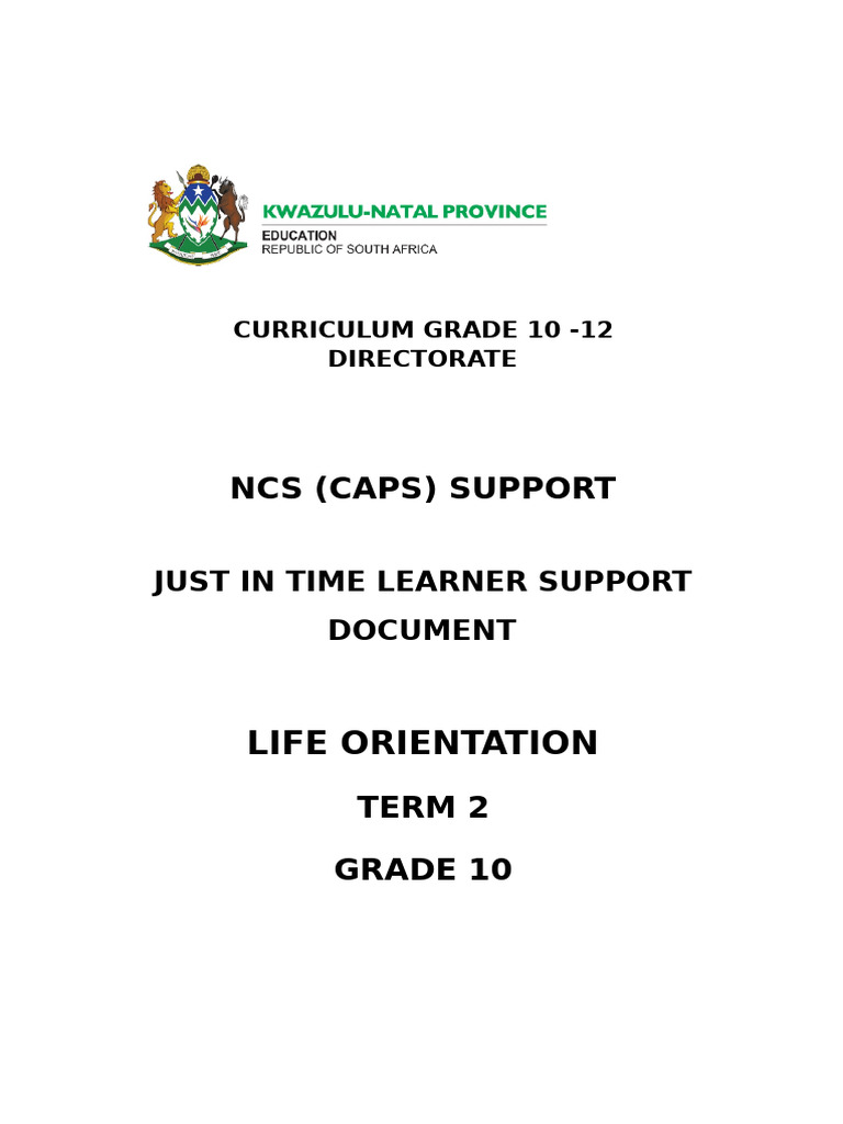 LO Grade 10 Learner Support DOC TERM 2 2022 | PDF | Educational ...