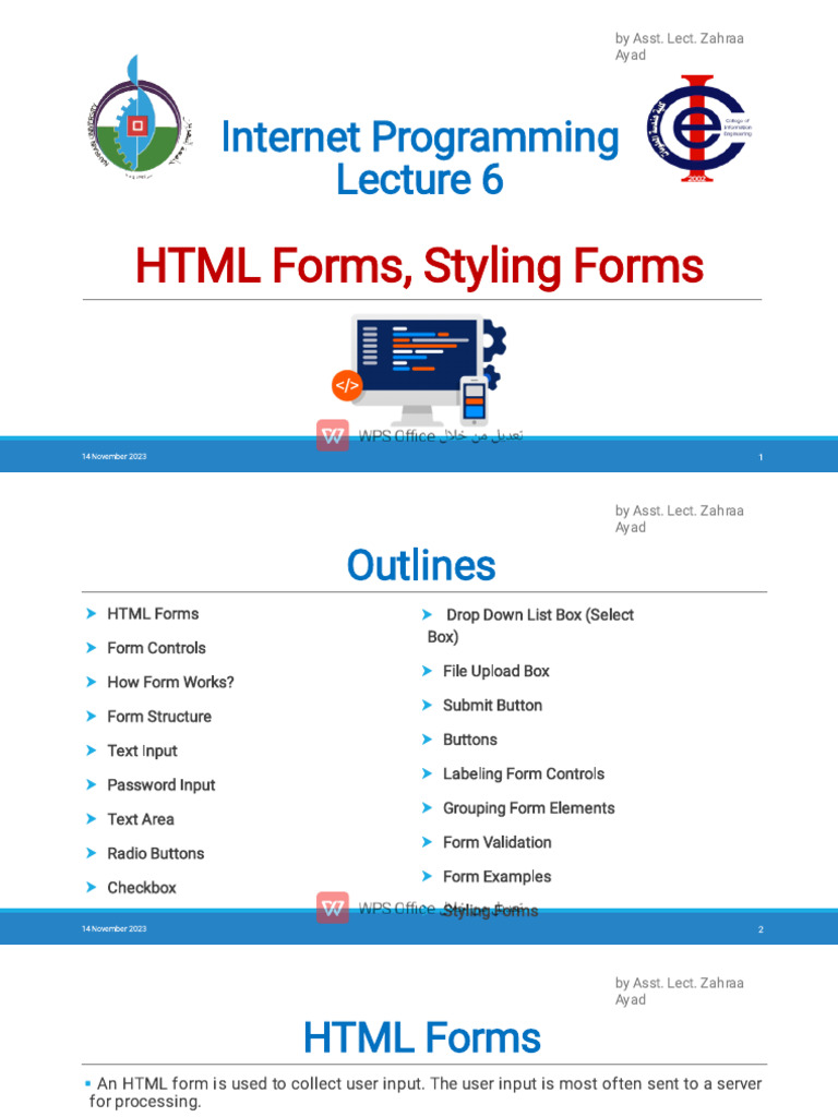 Lec. 6 HTML Forms | PDF | Html | World Wide Web