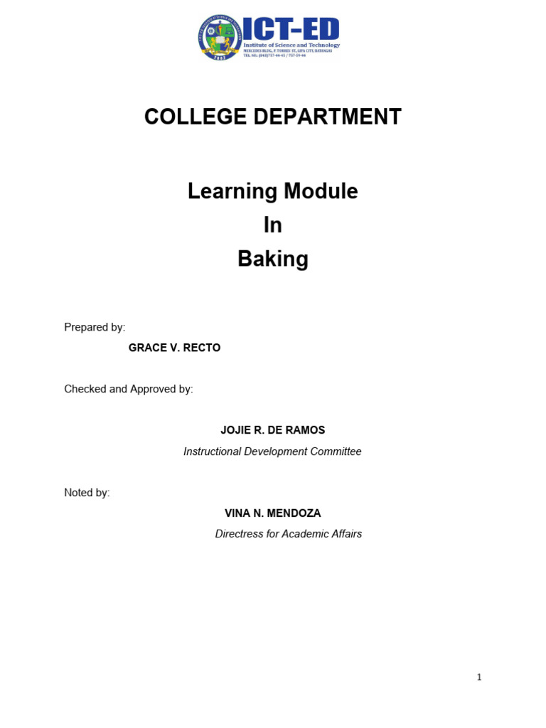 Basic Baking-3rd Year BTTE-Week 7-MODULE | PDF | Manufactured Goods | Tools