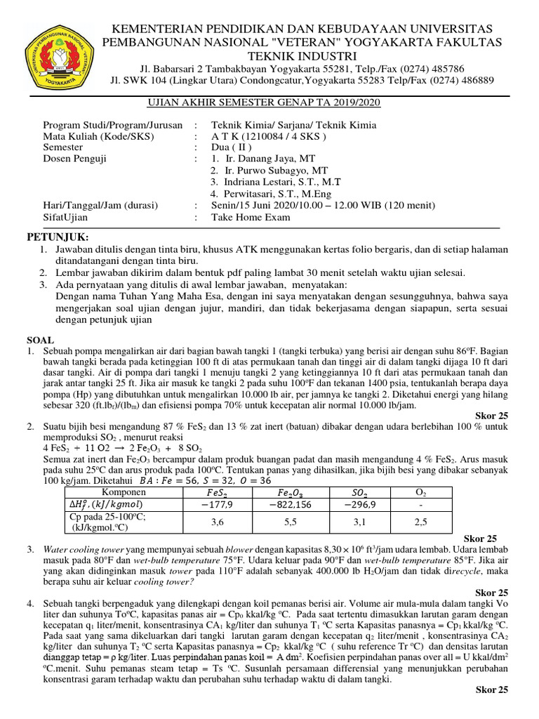 Soal UAS ATK 15 Juni 2020 | PDF | Griya & Taman | Sains & Matematika