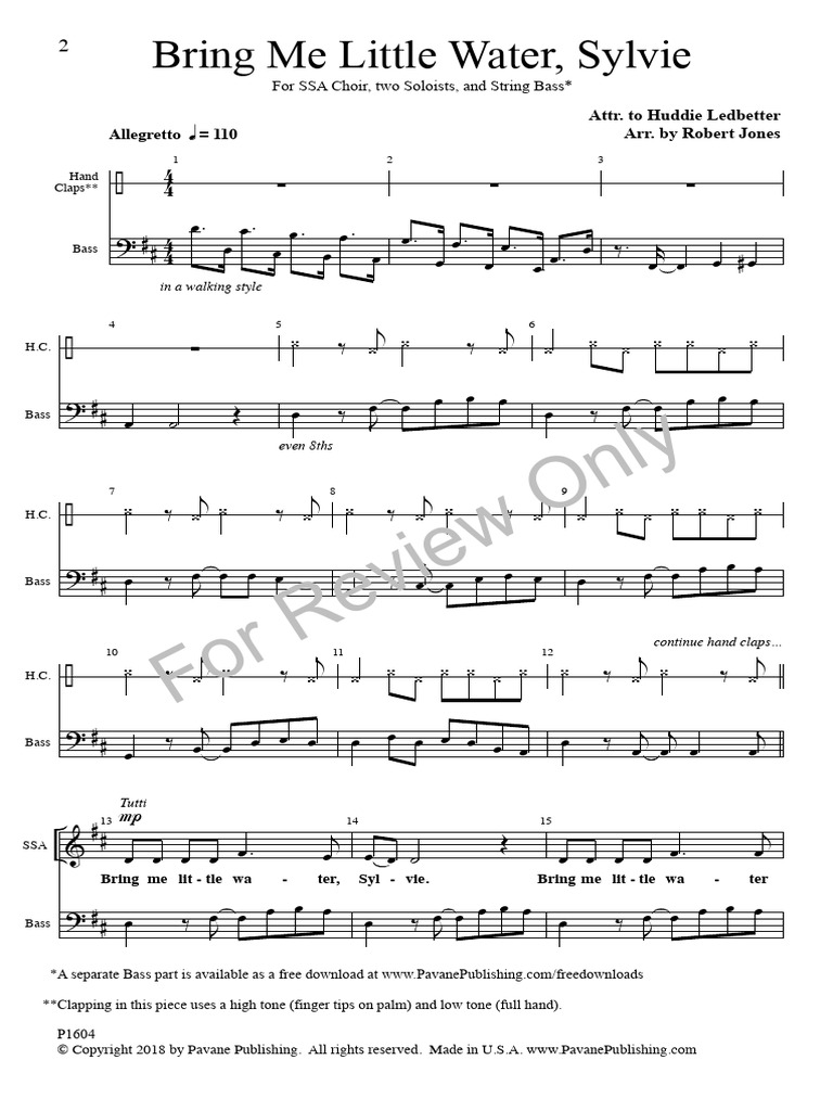 Bring Me Little Water, Sylvie (SSA) | PDF