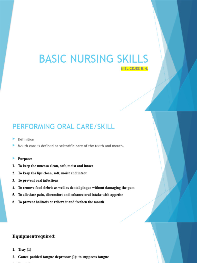 Basic Nursing Skills | PDF | Nail (Anatomy) | Toothbrush