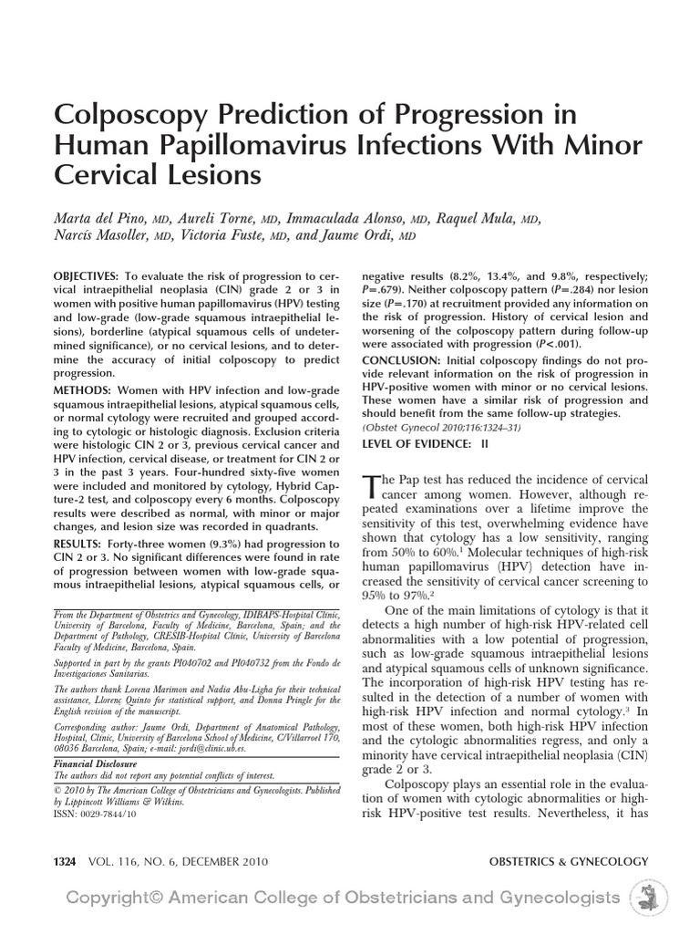 Marta Del Pino Colposcopy Prediction of Progression in | PDF | Cervical ...