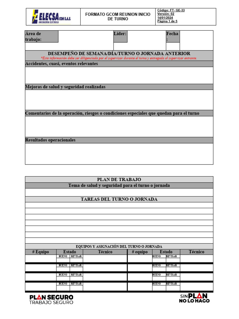Ft-Ge-33 Formato de Reunión Del Gcom | PDF