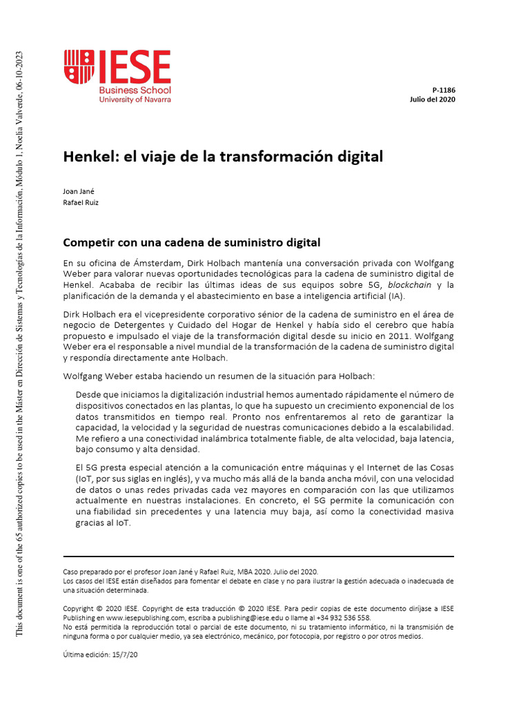 Henkel - El Viaje de La Transformacion Digital | PDF | Internet de las ...