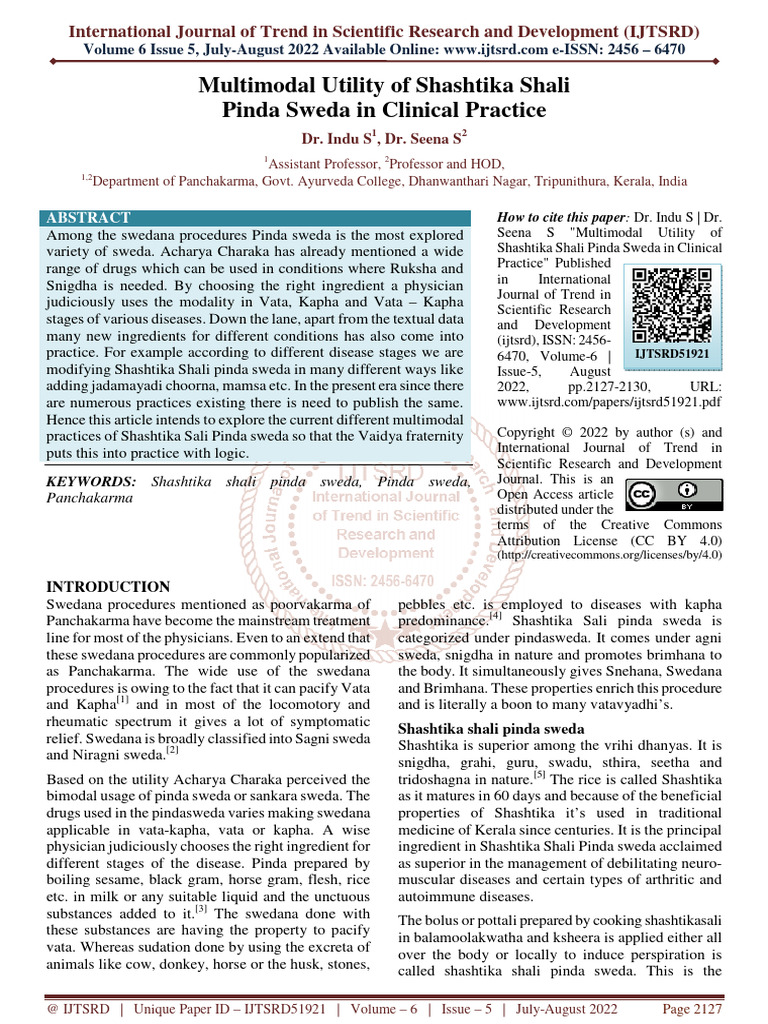 Shashtika Shali Article | PDF | Ayurveda