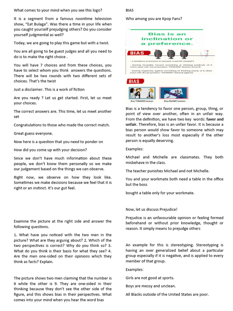 Script | PDF | Prejudices | Psychological Concepts