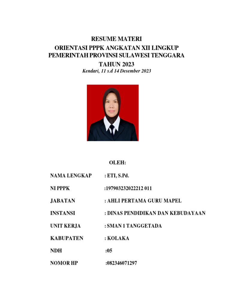 Resume Orientasi PPPK Sulawesi Tenggara | PDF | Karier & Perkembangan