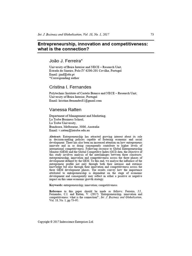 Entrepreneurship Innovation and Competit | PDF | Entrepreneurship ...