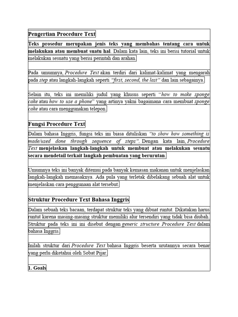 Pengertian Procedure Text | PDF
