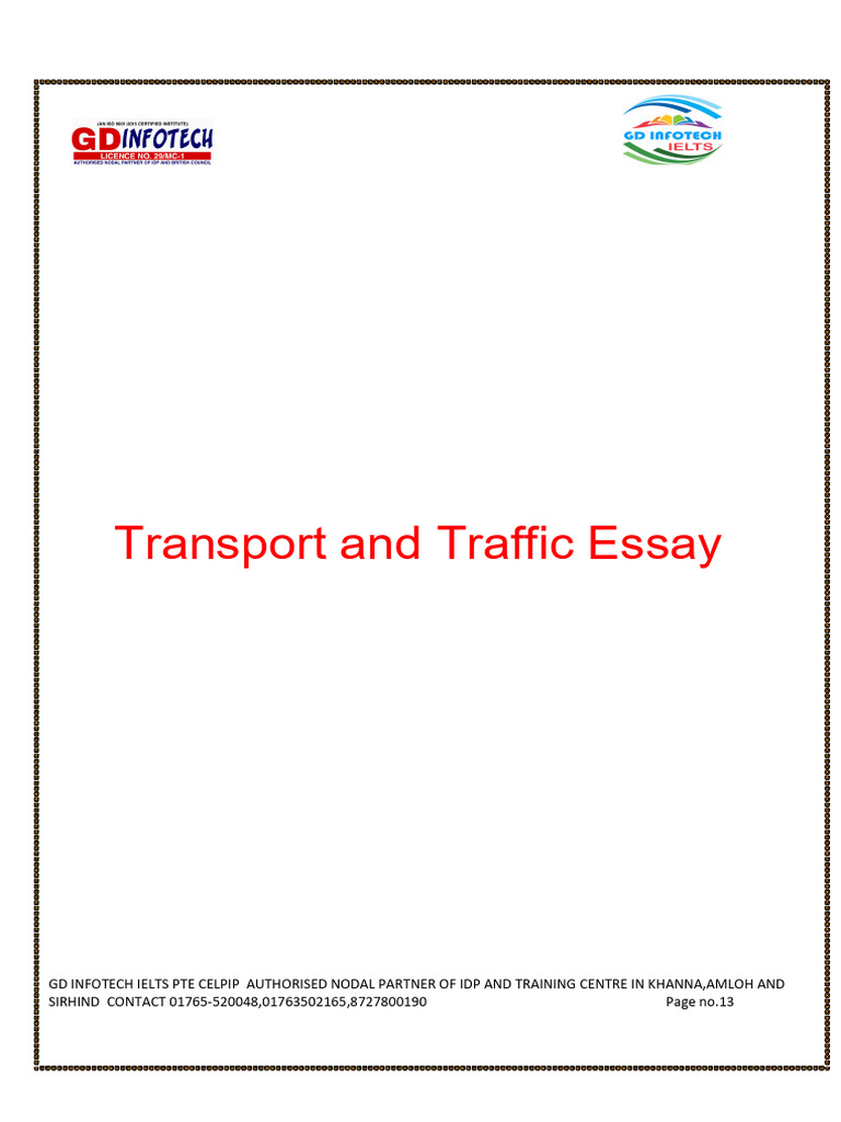 Traffic Essays | PDF | Public Transport | Transport
