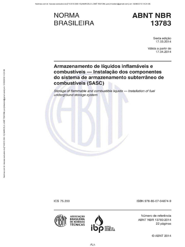 NBR 13783 - 2014 - Instalação Dos Componentes Do Sistema de ...