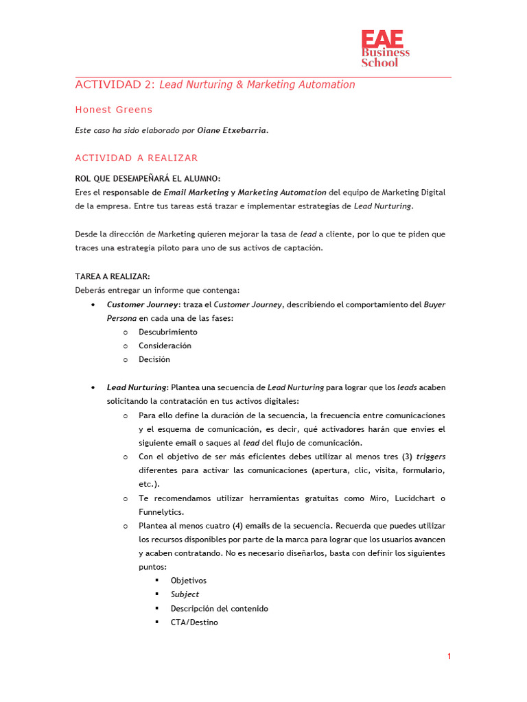 MDMD M3 Actividad 2 Honest Green | Descargar gratis PDF | Marketing