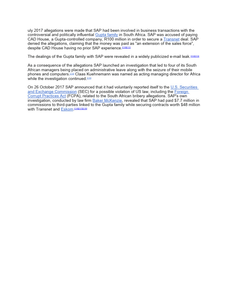 SAP Gupta Family Bribery Allegations | PDF | Business | Law