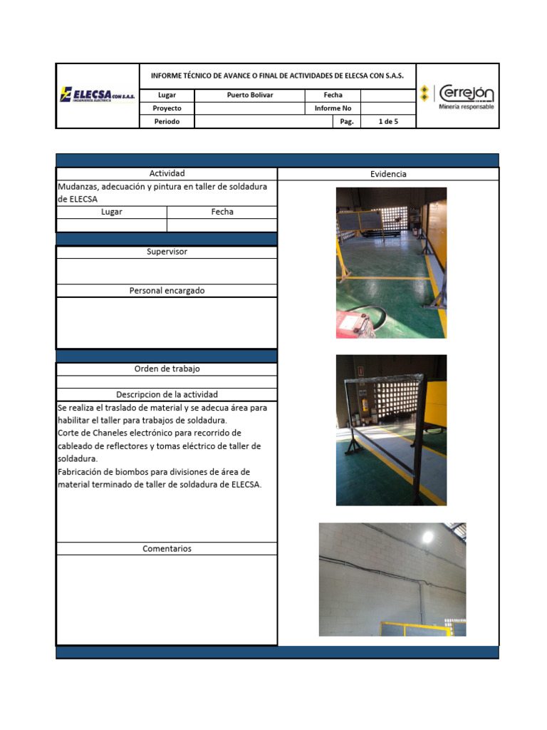Informe de Avance de Actividades ELECSA | PDF | Electricidad ...