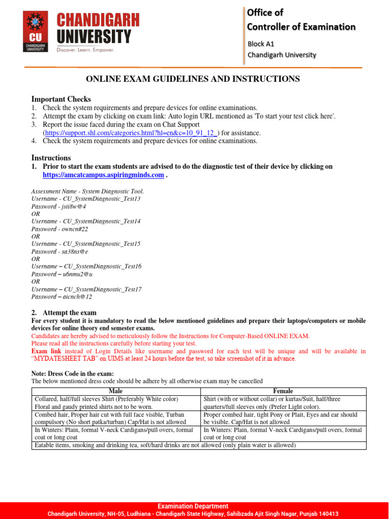 Guidelines For Online Test | PDF | Password | Screenshot