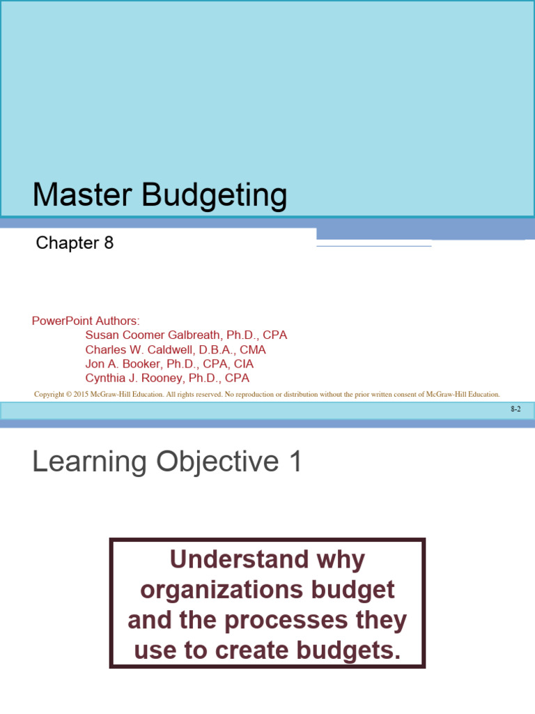 Chapter - 8 - Master Budgeting | PDF | Equity (Finance) | Retained Earnings