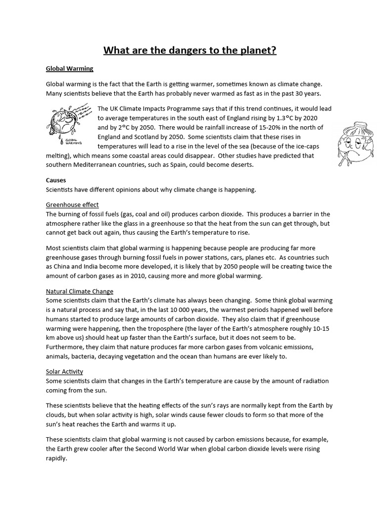 What Are The Dangers To The Planet | PDF | Climate Change | Atmosphere ...