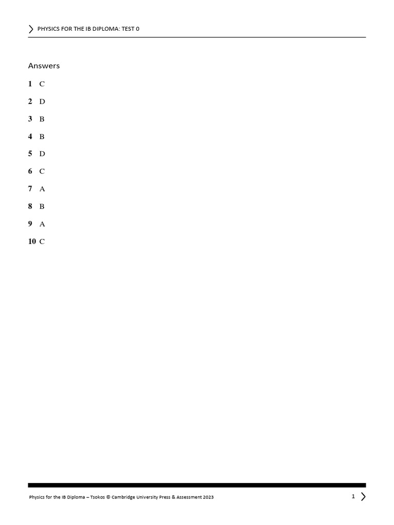 IB Physics Diploma Test Answers | PDF | Qualifications | Career And ...