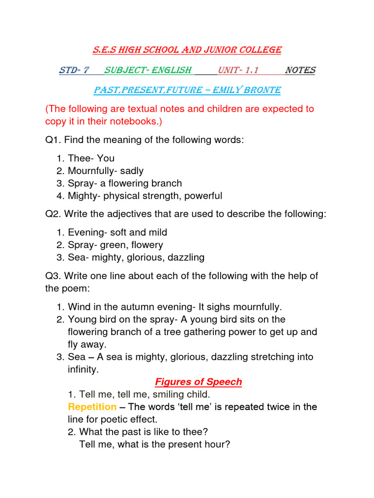 Past, Present, Future Poem Analysis | PDF | Poetry