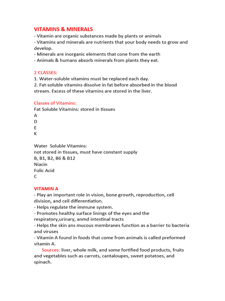 Vitamins and Minerals | PDF | Vitamin | Nutrients