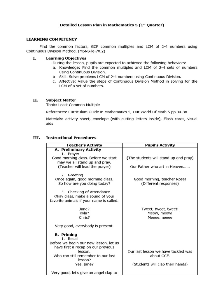 LCM Using Continuous Division Method | PDF | Learning
