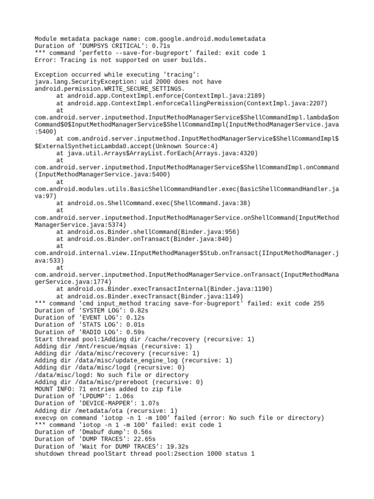 Bugreport Viva - Global SP1A.210812.016 2022 09 13 17 45 00 Dumpstate - Log 28164 | PDF | Java ...