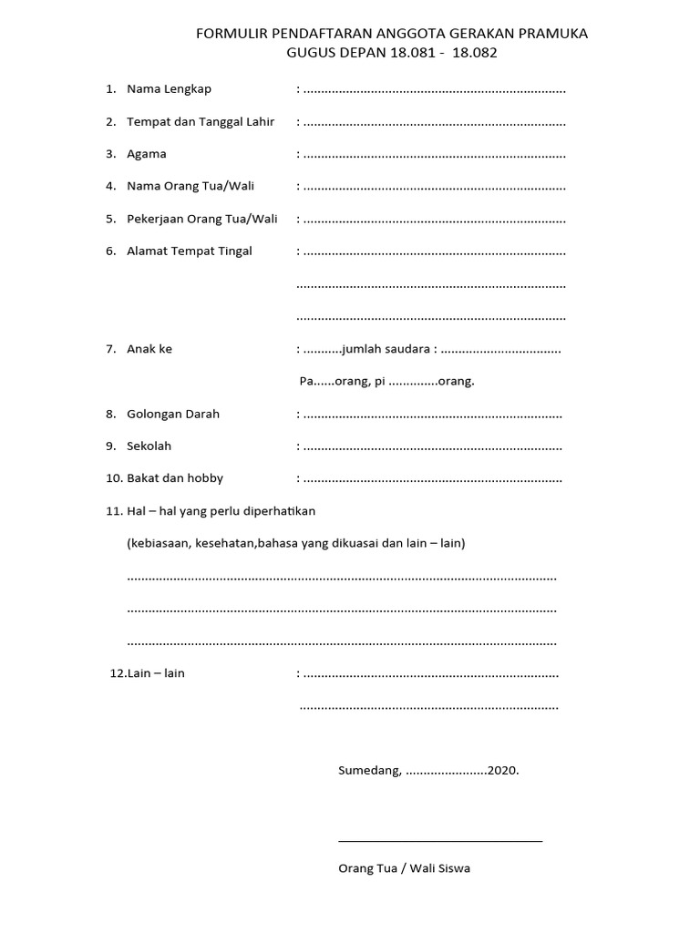 Administrasi Pramuka Lengkap | PDF | Teknologi & Rekayasa