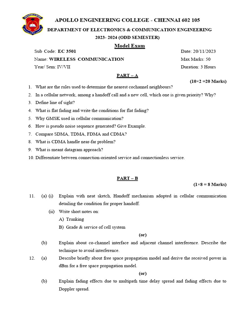 WC Model QP | PDF | Cellular Network | Electrical Engineering