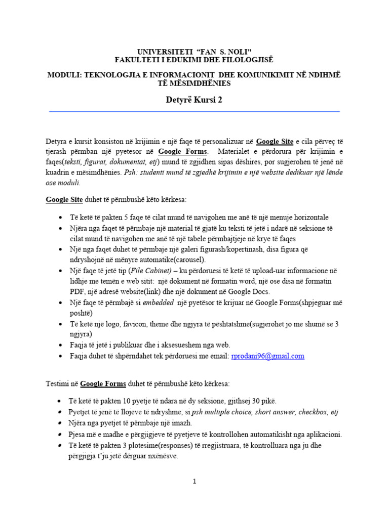 TIK-Detyra e kursit_TIK Mesim_WEB | PDF