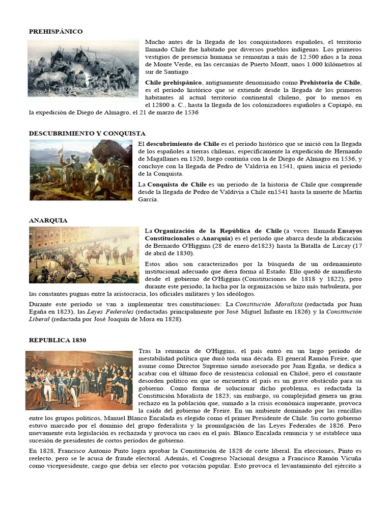 Etapas de la Historia de Chile | PDF | Chile | Gobierno