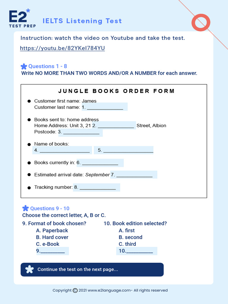 IELTS Listening Test | PDF | International English Language Testing System