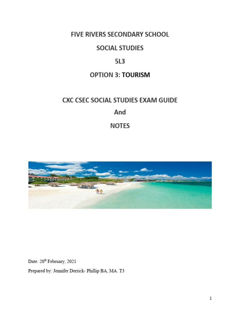Form 5 Csec Tourism Exam Guide And Notes Term 2 Dd 2022021 Pdf Tourism Employment 