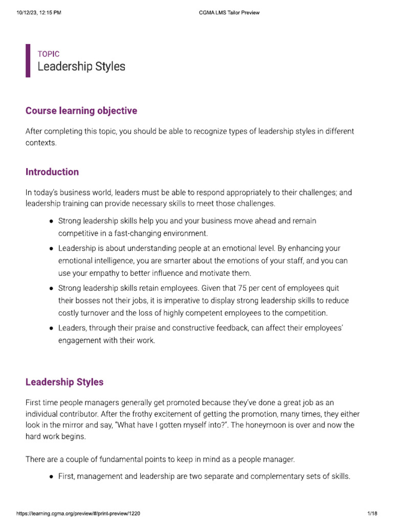 E2 - Leadership Styles | PDF