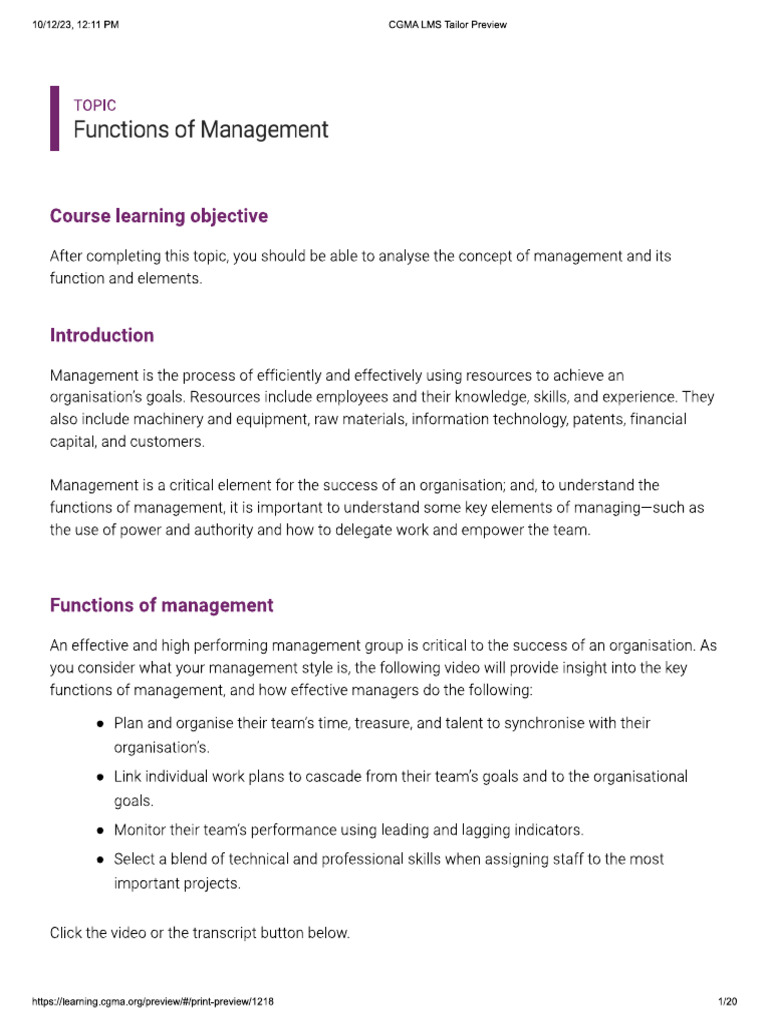 E2 - Functions of Management | PDF