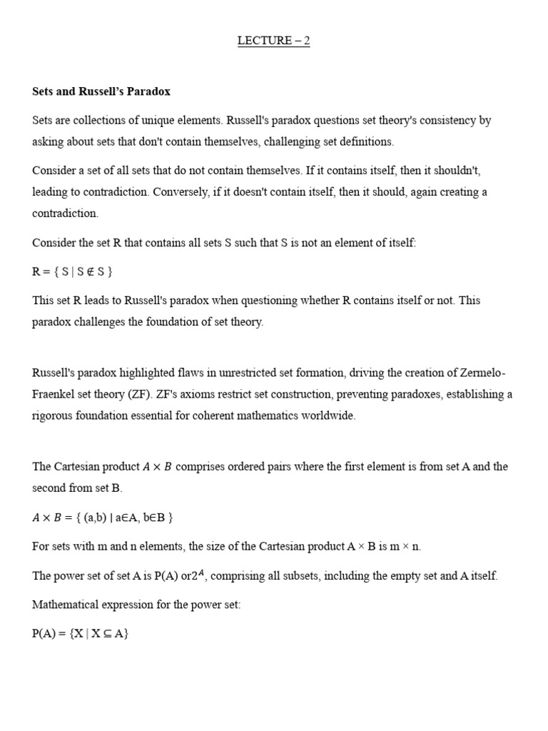 Saikeerthi - GT - Lecture 2 | PDF | Set (Mathematics) | Mathematical Logic