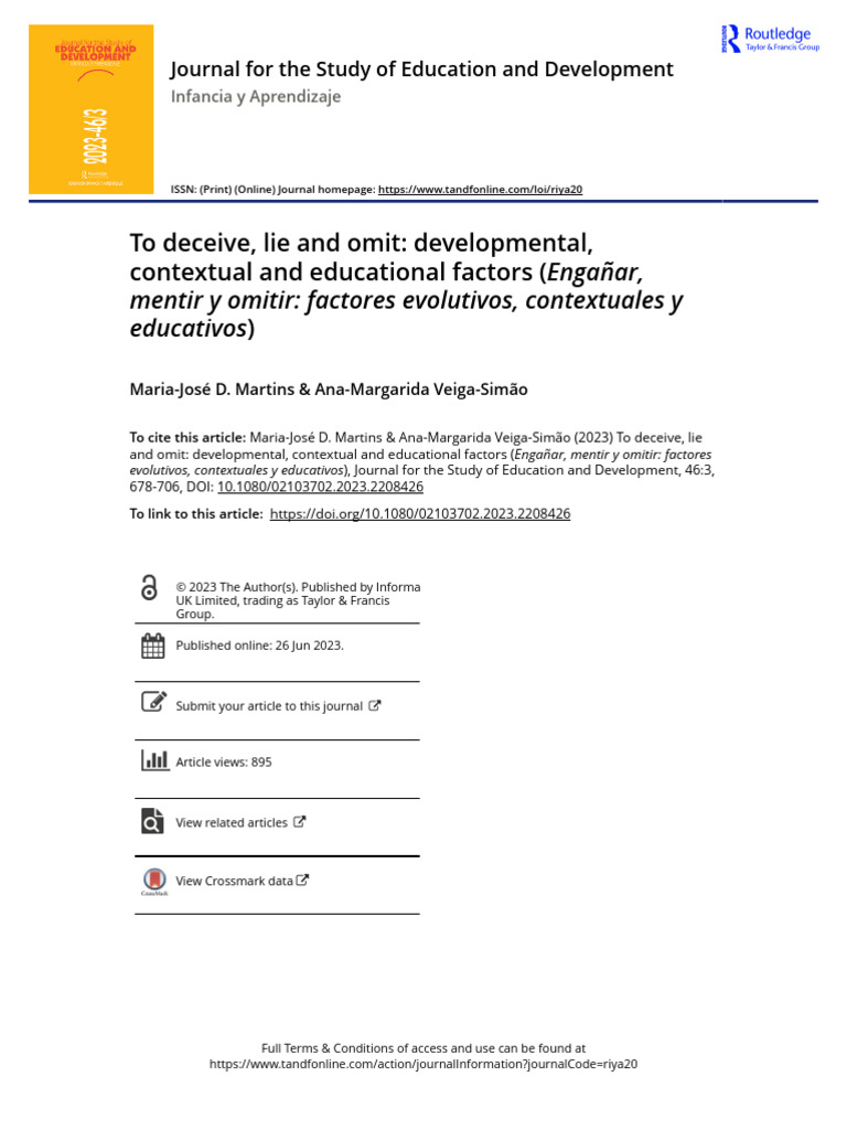 To Deceive Lie and Omit Developmental Contextual and Educational ... To Deceive Lie and Omit Developmental Contextual and Educational ...