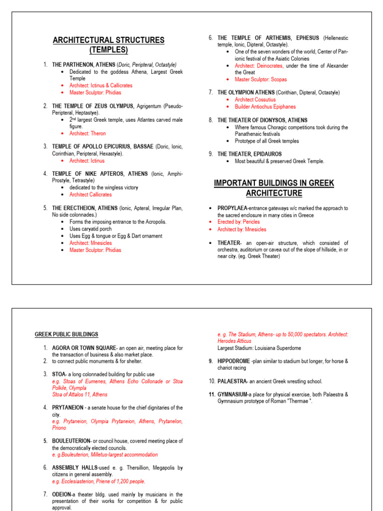 Greek Architecture - Important Buildings | PDF | Classicism | Greco ...