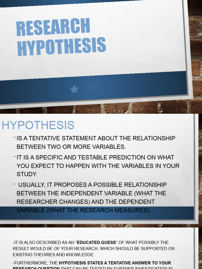 Research Hypothesis | PDF