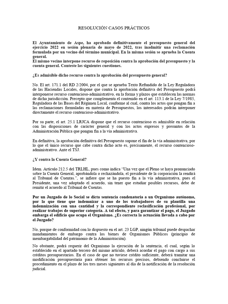 Resolución Prácticas Examen Presupuestario Editado | PDF