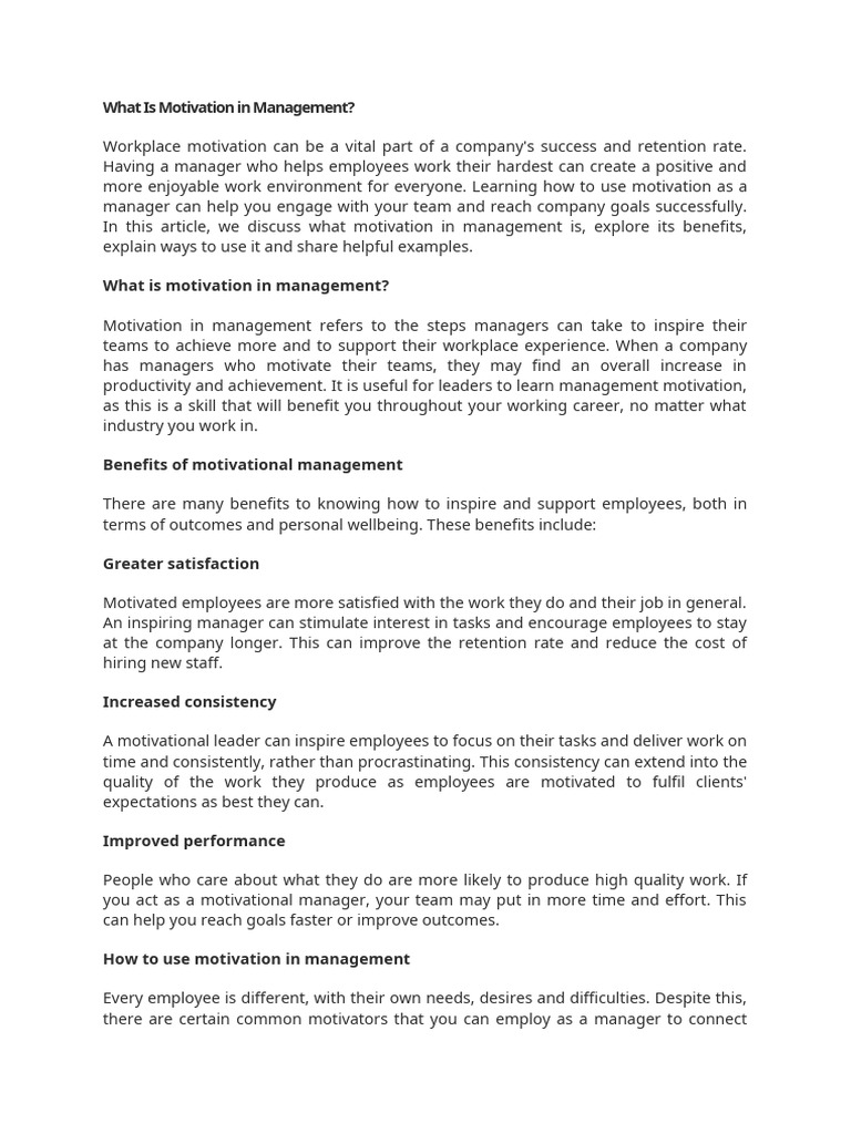 Understanding Motivation in Management | PDF | Motivation | Motivational