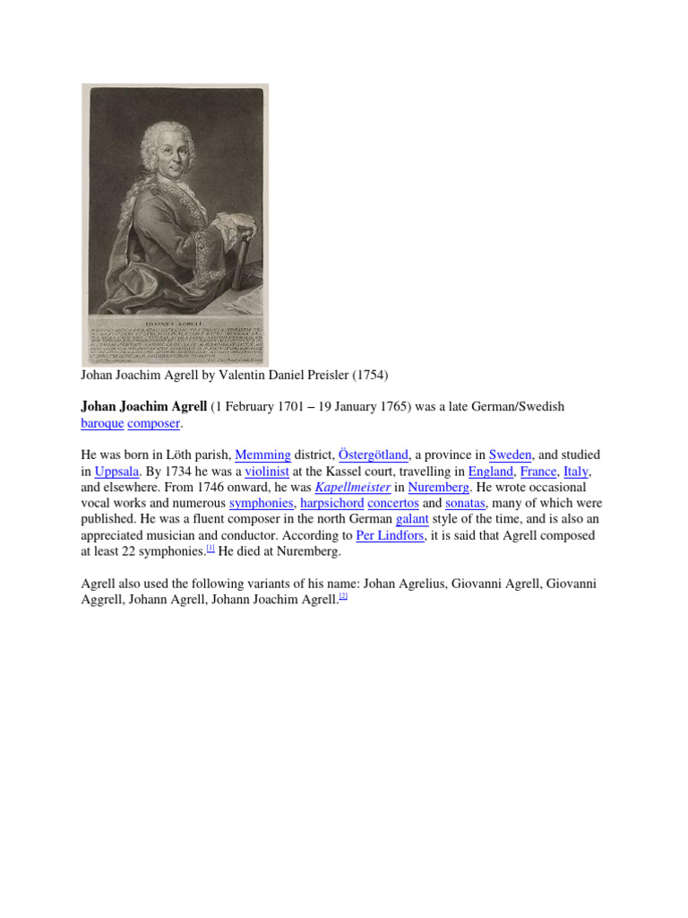 Agrell (Johan) (1701 - 1765) | PDF