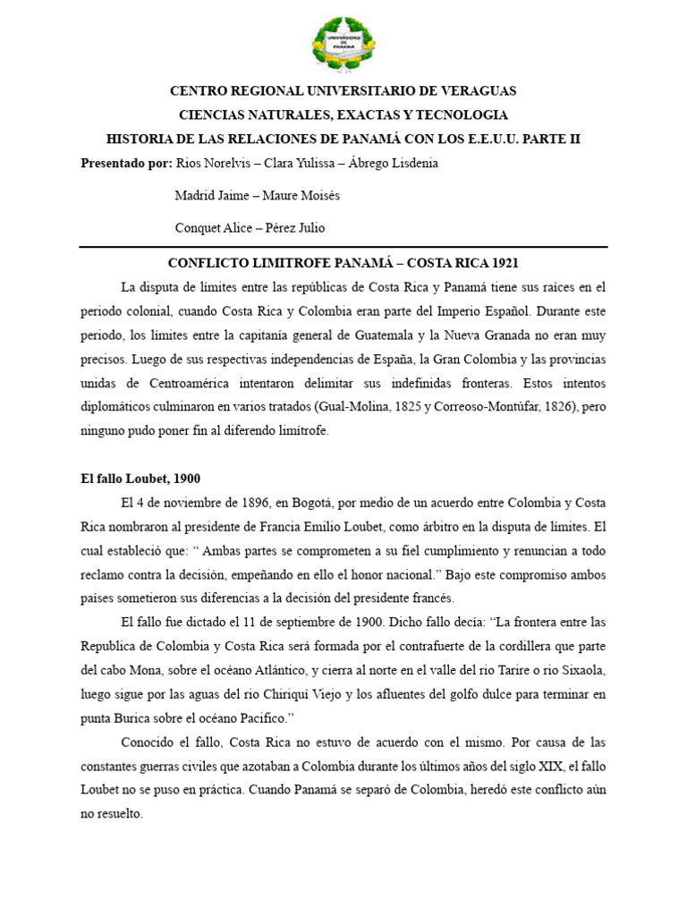 Conflicto Limítrofe Panamá-Costa Rica | PDF | Panamá | Costa Rica