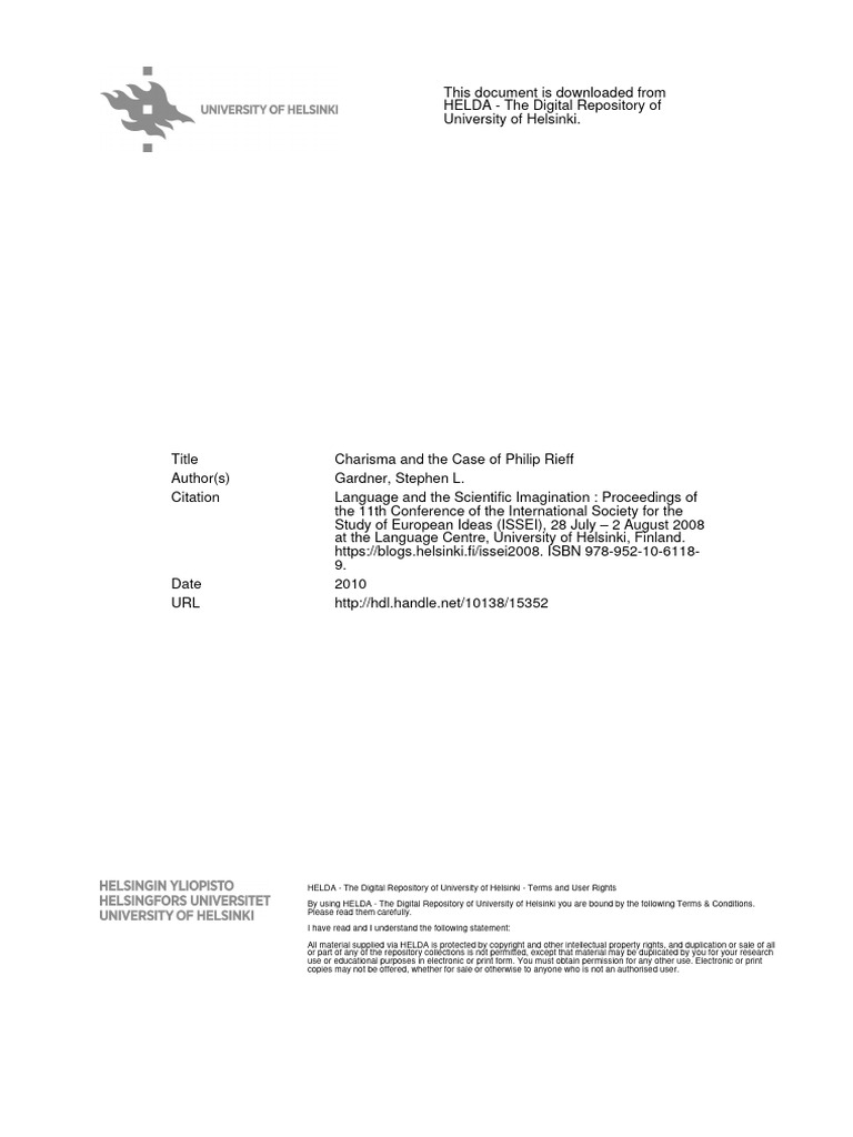 Charisma and The Case of Rieff | PDF | Charisma | Max Weber