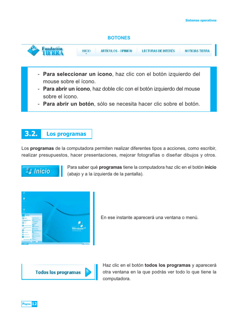 Los Programas: Botones | Descargar gratis PDF | Ventana (informática) | Equipo de oficina