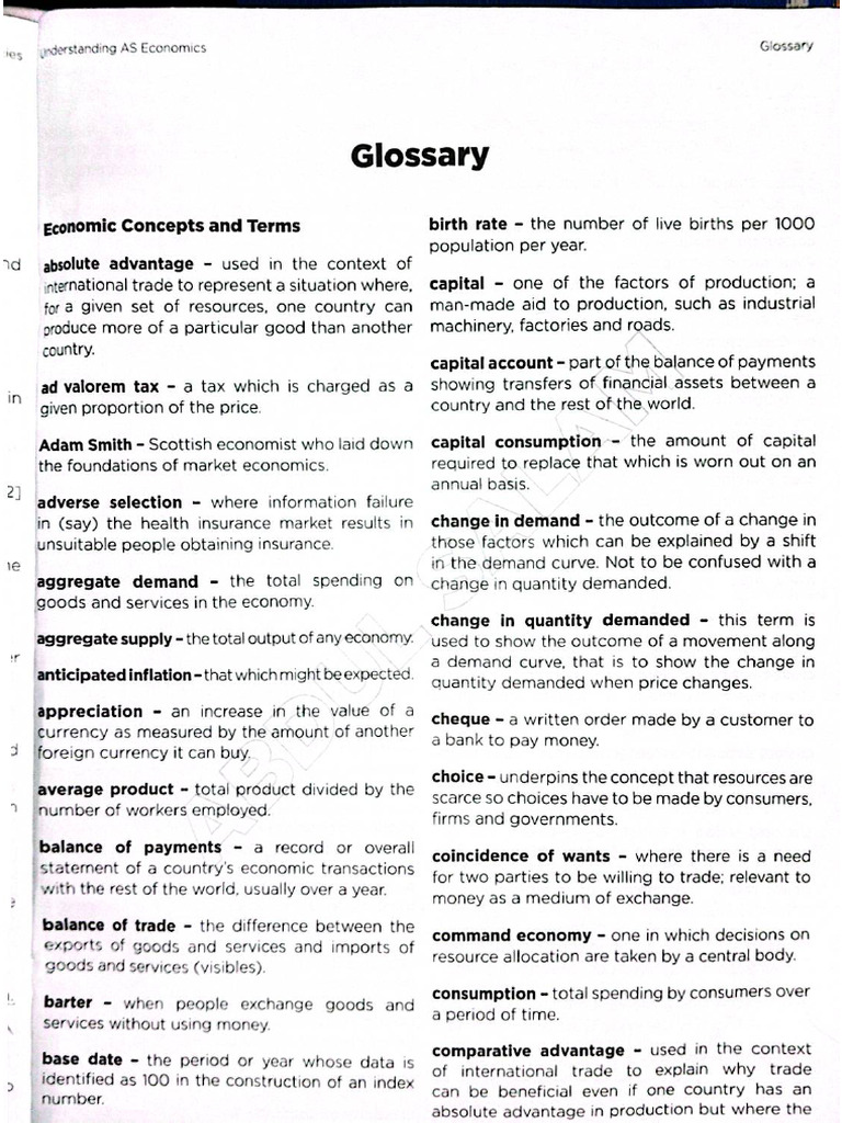 Economics Glossary | PDF