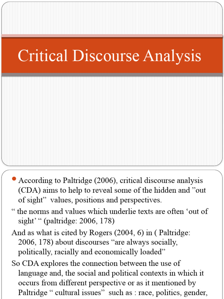 Critical Discourse Analysis | PDF | Discourse | Communication