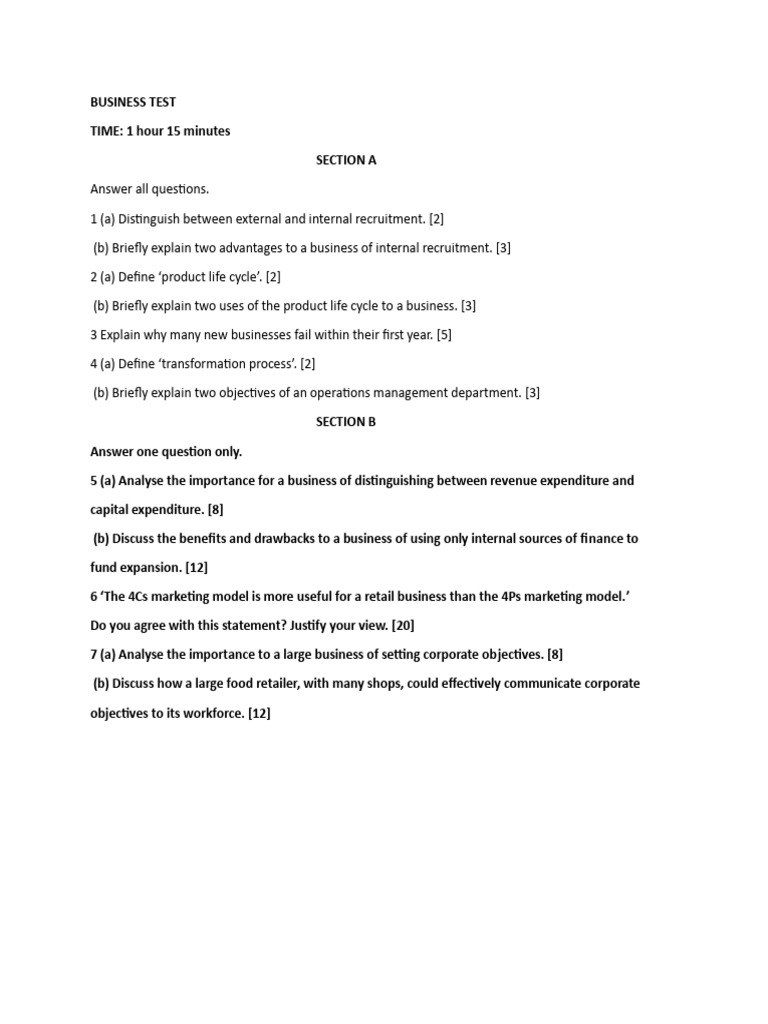 Business p1 Test | PDF