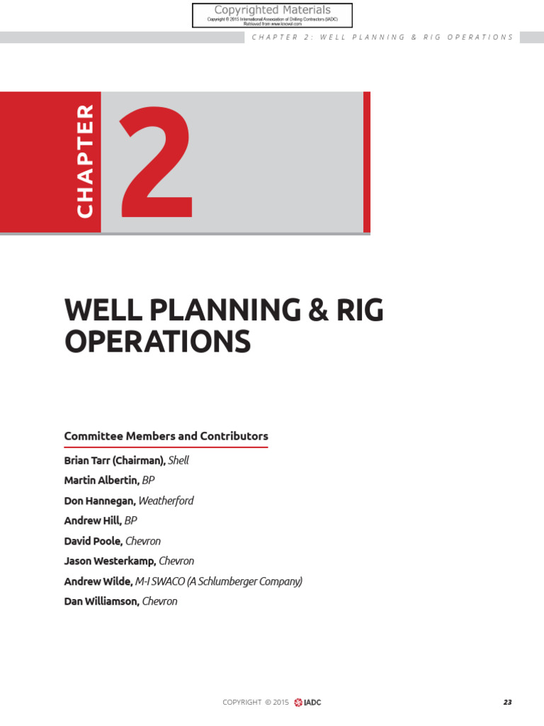IADC Chapter 2 Well Planning and Rig Operations | PDF | Casing ...