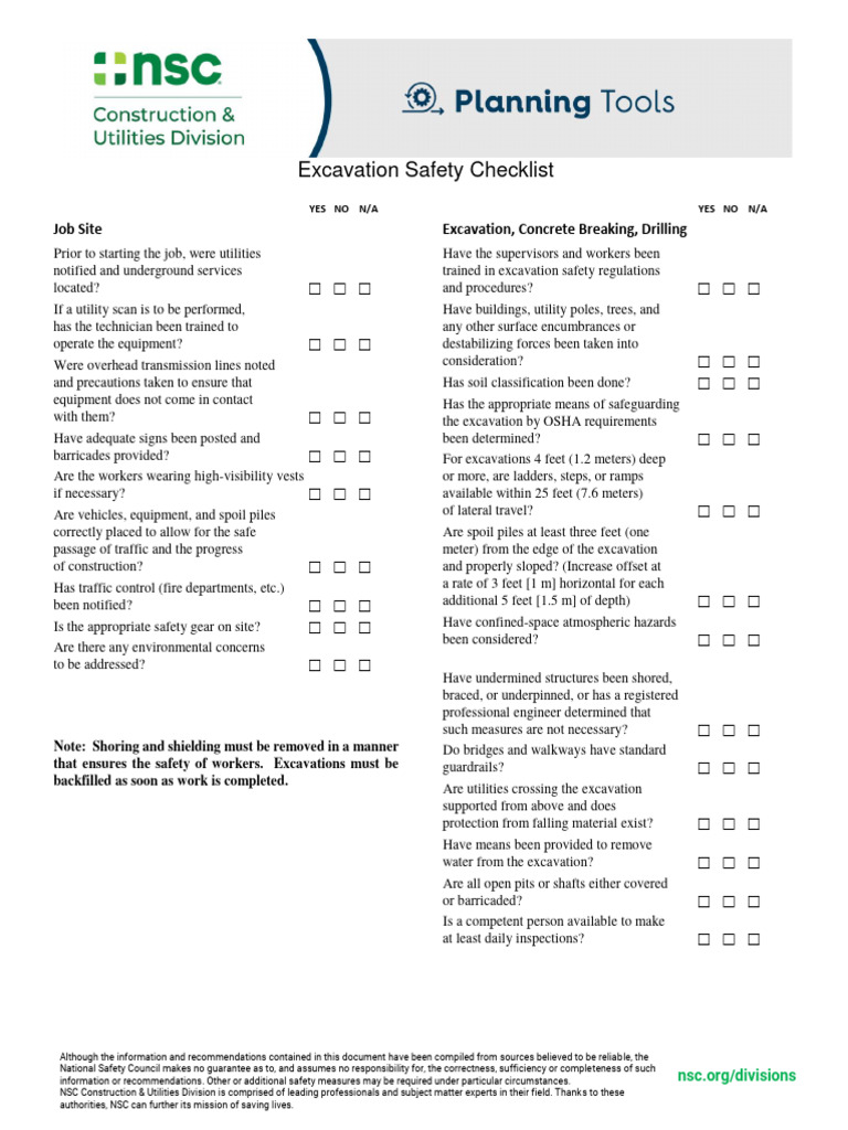 Excavation Safety Checklist Guide | PDF | Deep Foundation | Safety